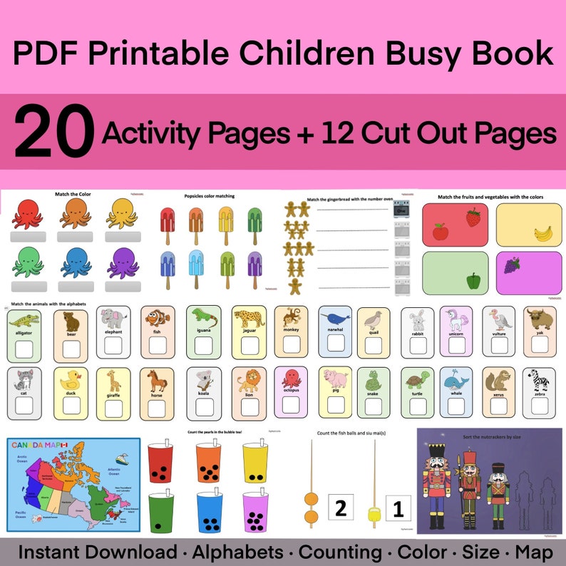 Toddler Learning Binder Book, Busy Book, Bundle, PDF Printable ...