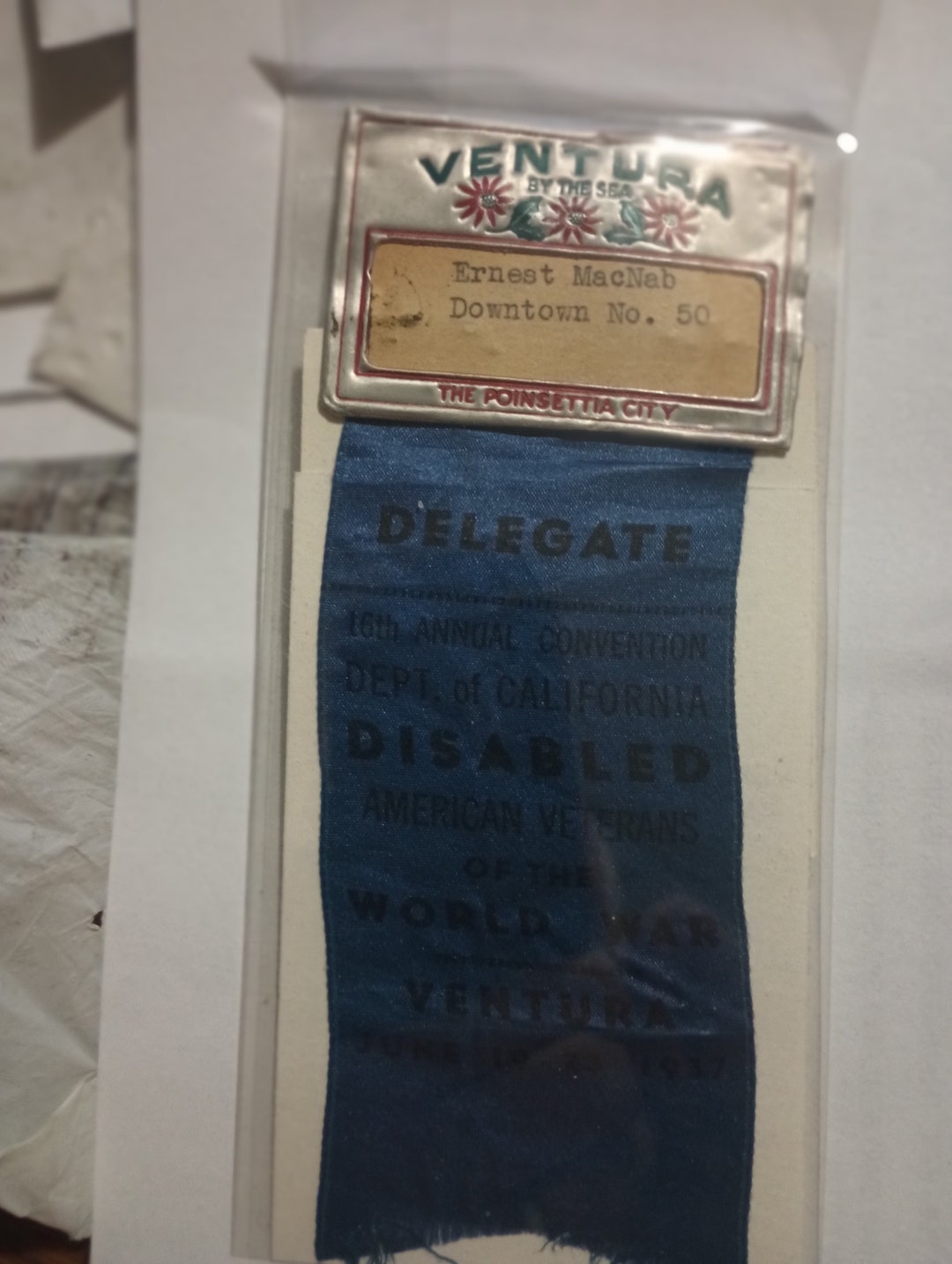1937 Ventura DAV-WW1 Delegate Ribbon - Etsy