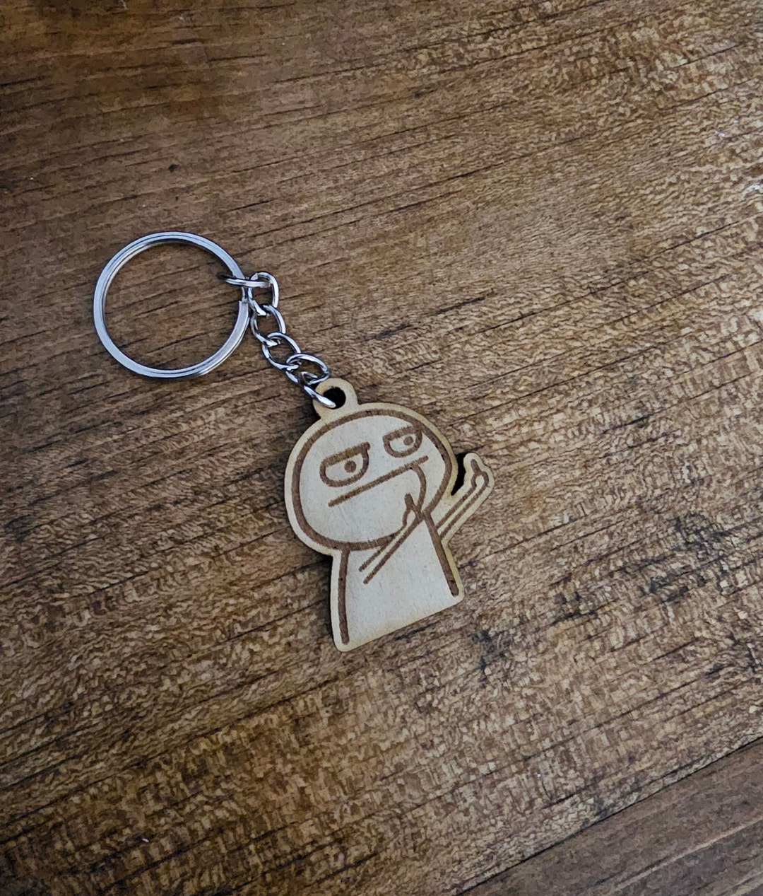 Middle Finger Troll Keychain - Funny Fuck Prank Hide Wooden - Etsy