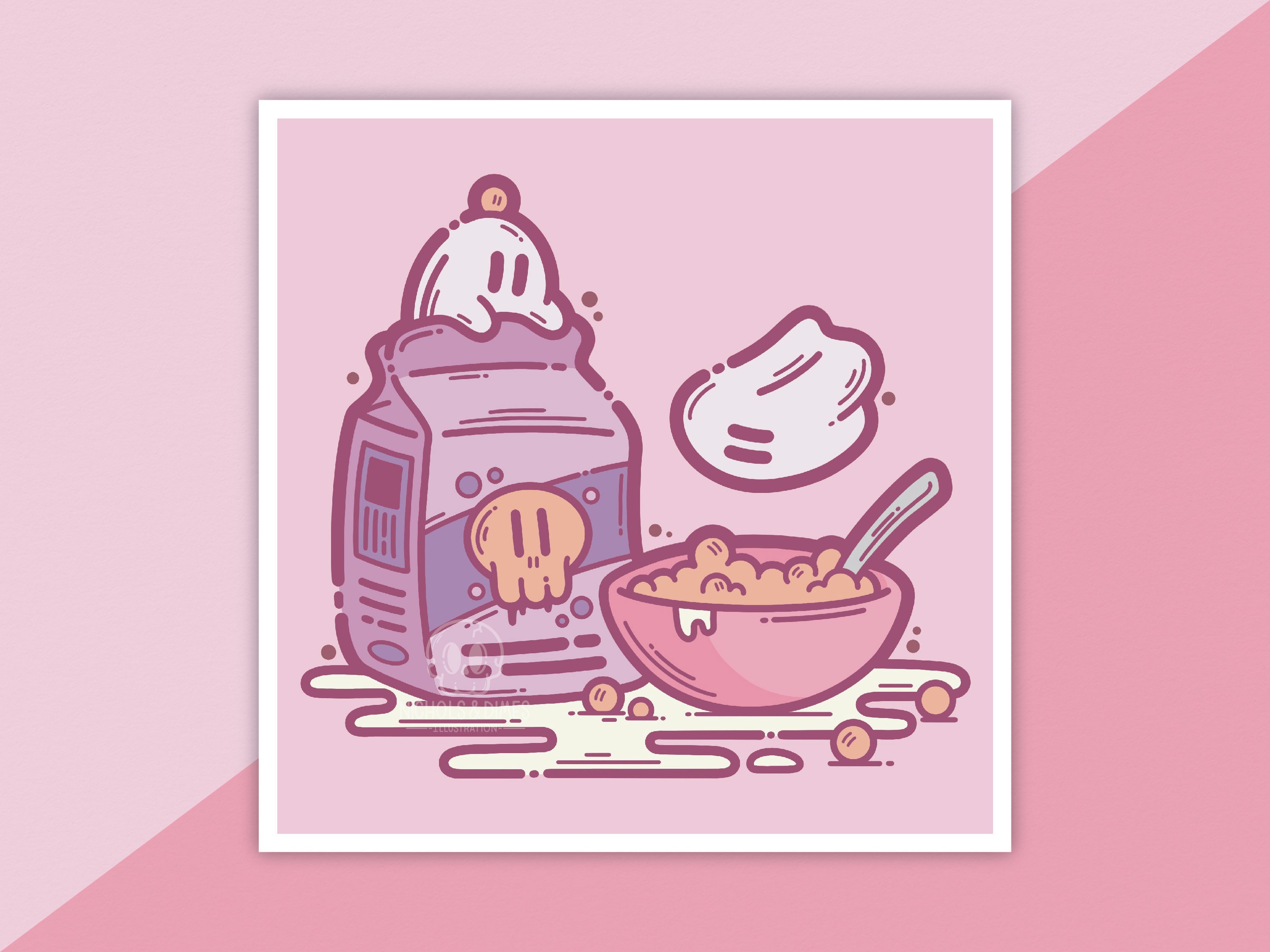 Cereal Ghosts Inktober Art Print - Etsy