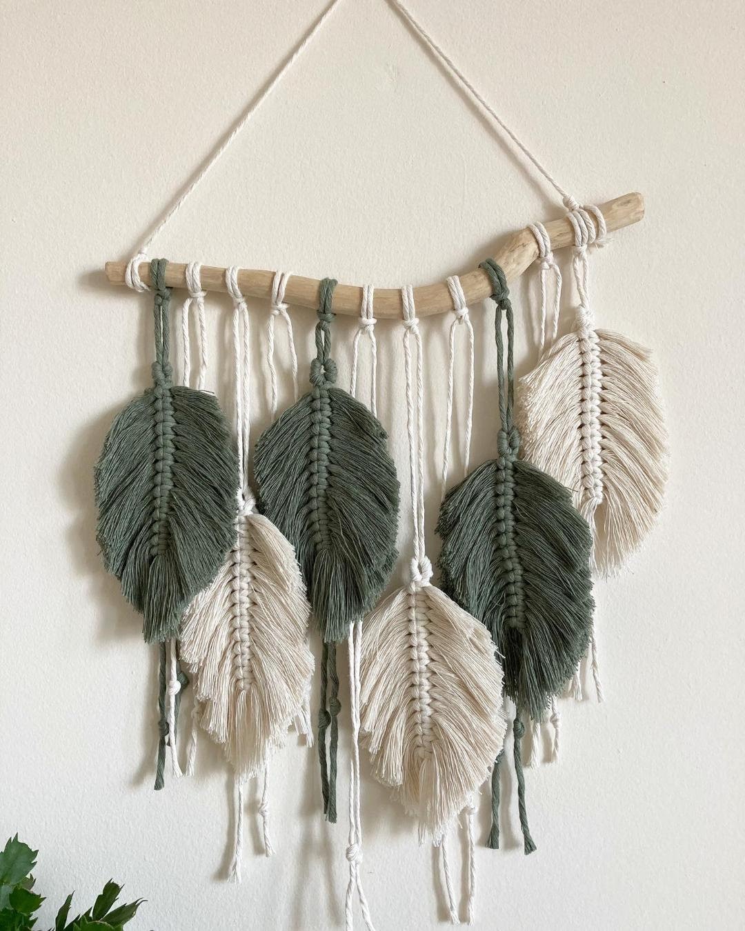 Macrame Wall Hanging Feathers/ Macrame Leaf/ Feather Macrame/ Macrame ...