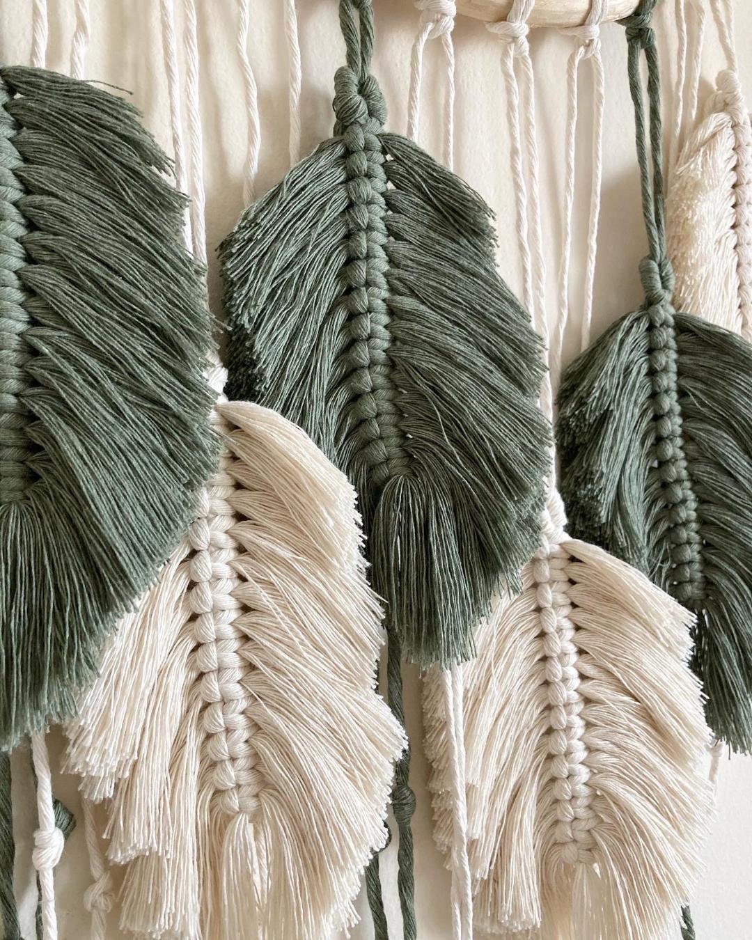 Macrame Wall Hanging Feathers/ Macrame Leaf/ Feather Macrame/ | Etsy