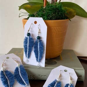 Denim Feather Earrings - Etsy