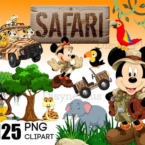 Mickey Safari Digital Paper Mickey Jungle PNG Clipart Digital - Etsy