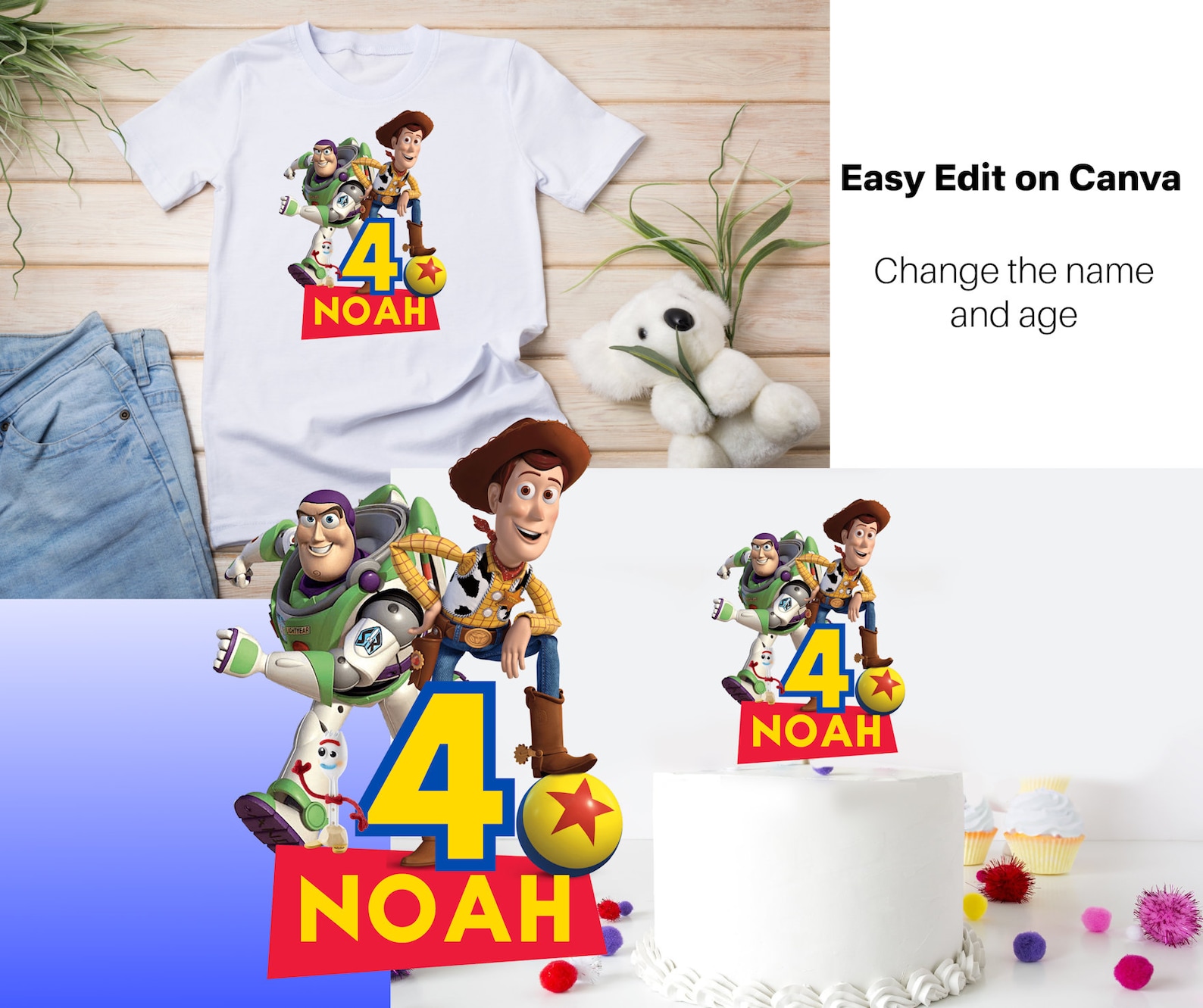 EDITABLE Toy Story PNG, Toy Story Birthday Template, Toy Story Clipart ...