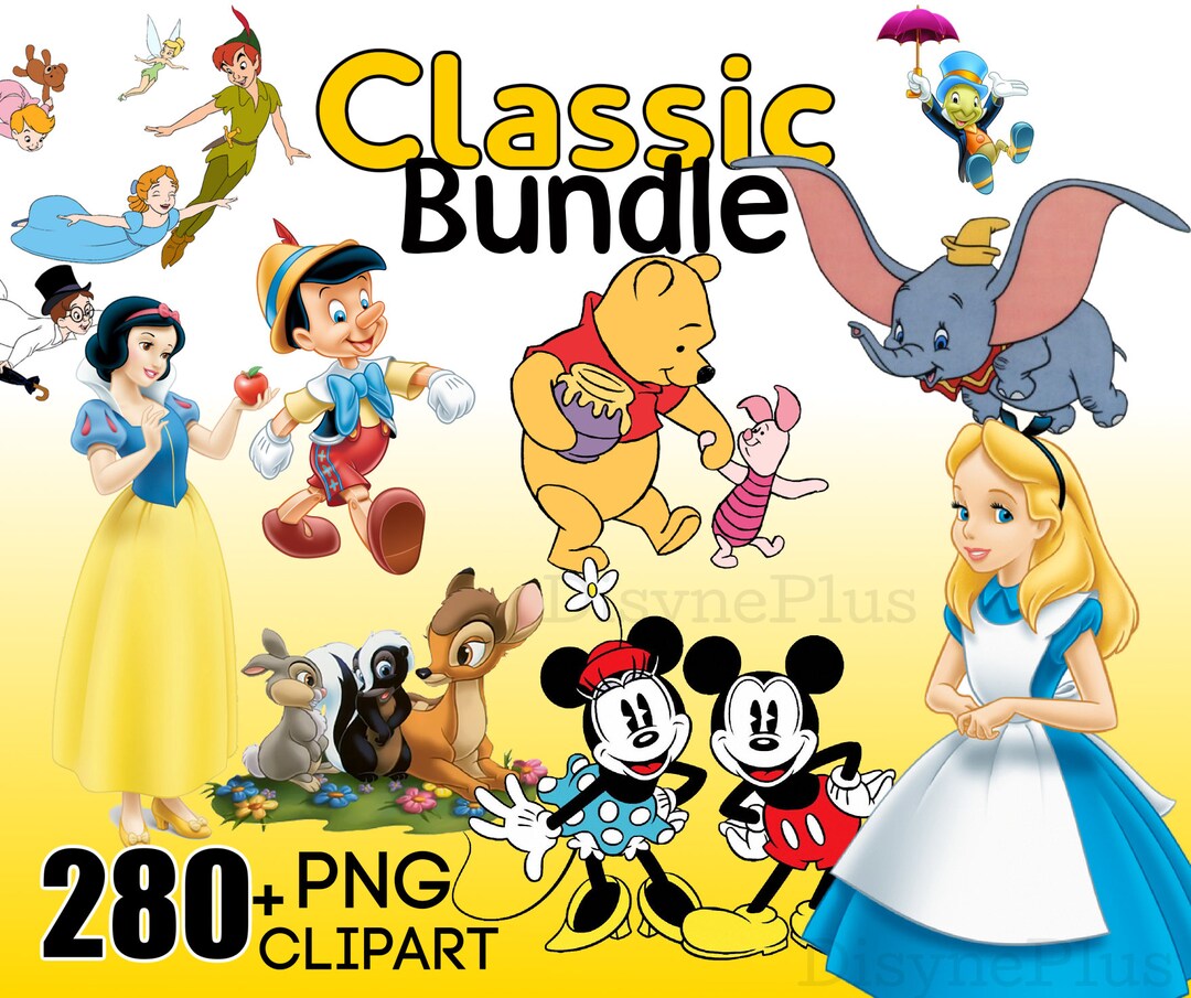 Classic Mickey PNG Clipart Bundle Winnie the Pooh Png Alice - Etsy
