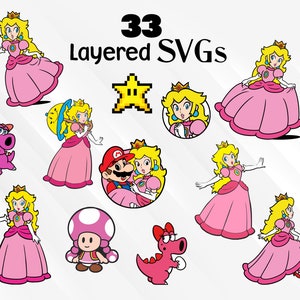 Mario Princess PNG SVG Clipart, Princess Peach Png, Princess Peach Svg ...