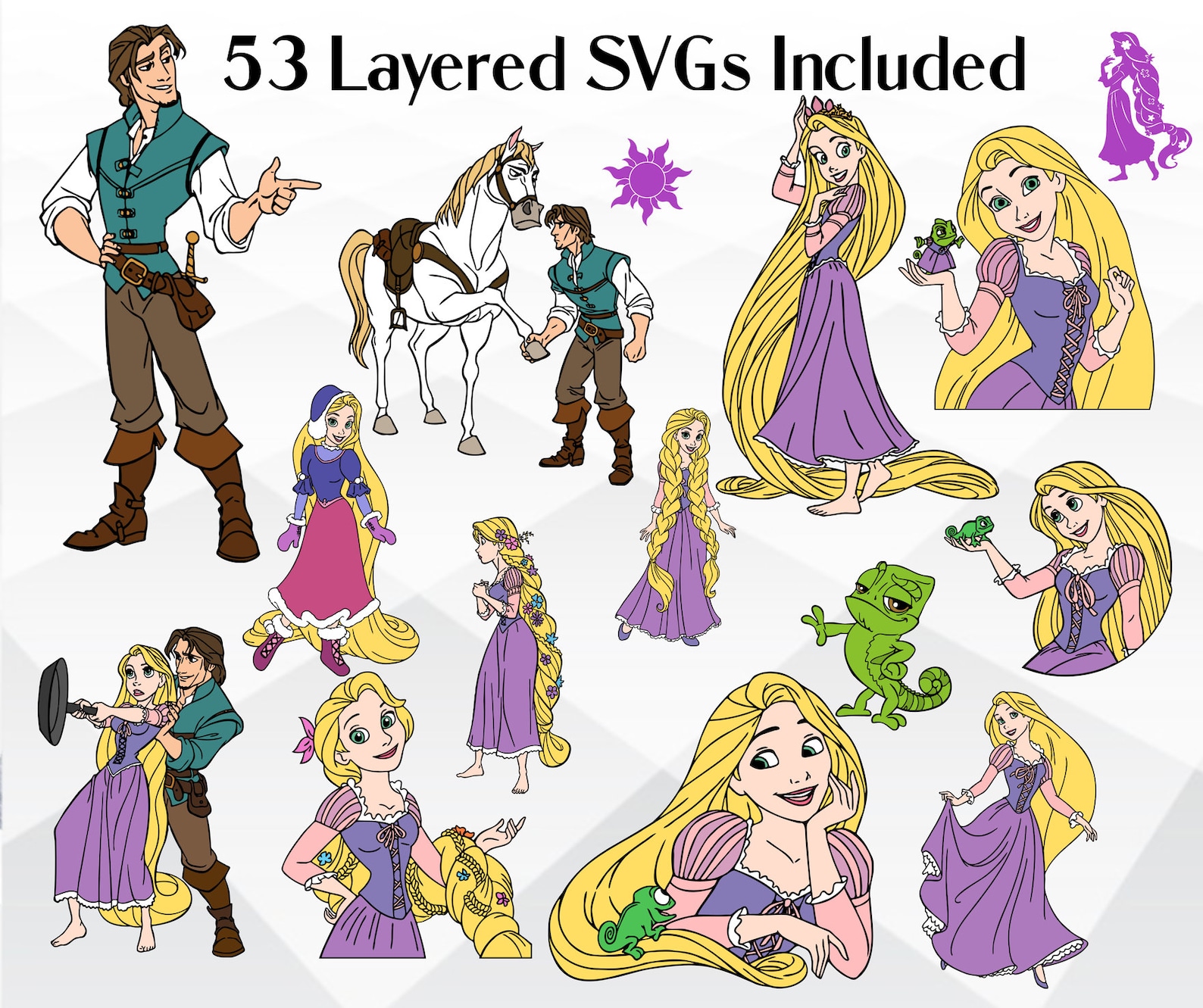 Tangled PNG Mega Bundle, Tangled SVG, Flynn Rider Svg, Rapunzel Png ...