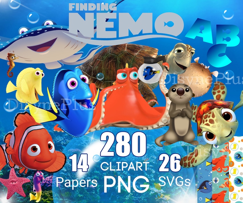 Nemo SVG Nemo PNG Clipart Bundle Nemo Digital Papers Fish - Etsy