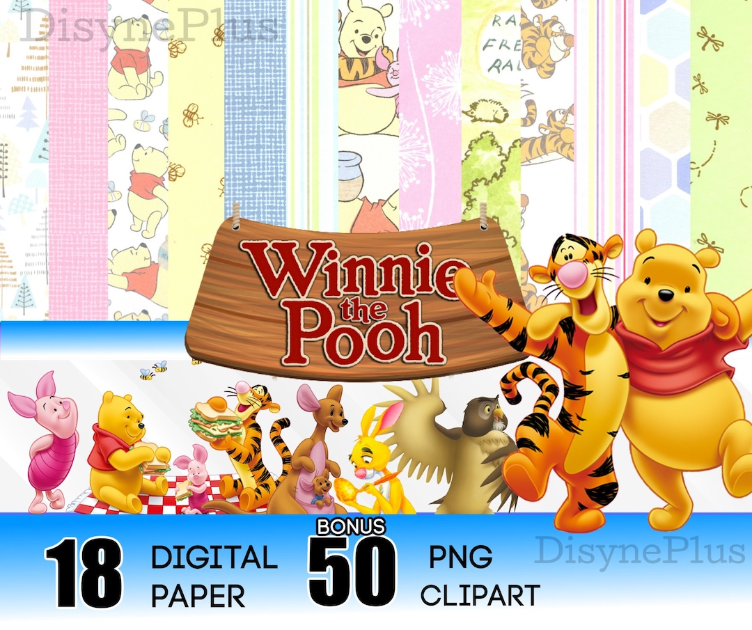 Winnie the Pooh Digital Paper Winnie the Pooh PNG Make a - Etsy