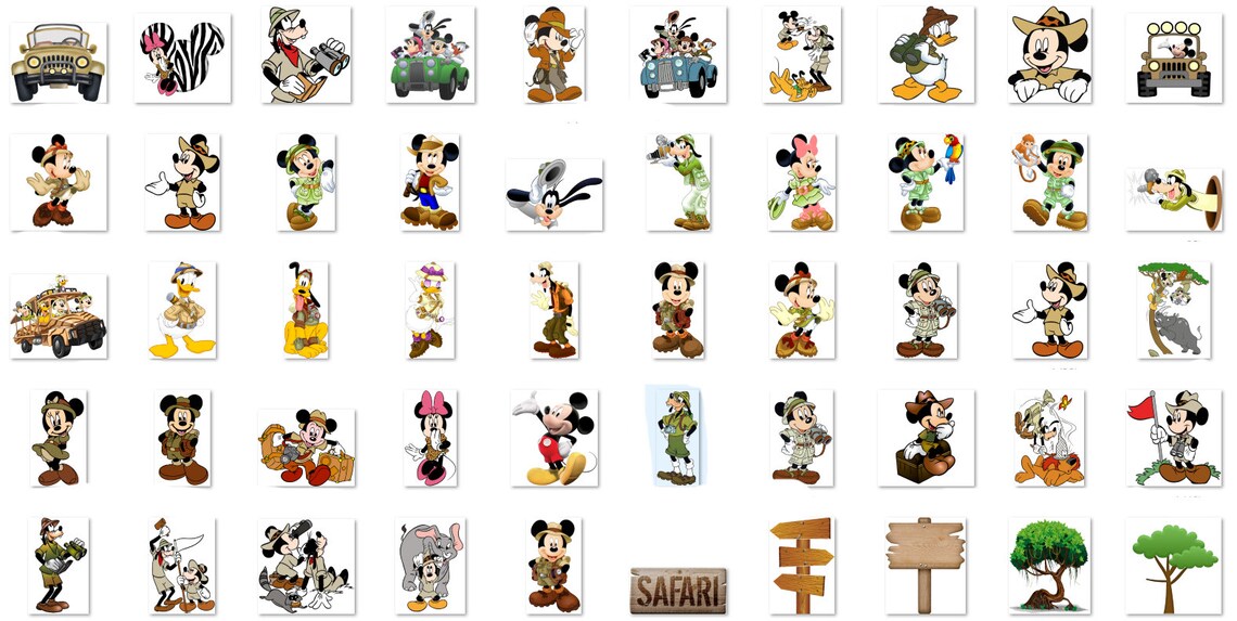 Mickey Safari Digital Paper, Mickey Jungle PNG, Mickey PNG, Safari ...