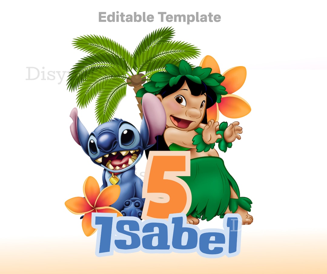 EDITABLE Lilo and Stitch PNG, Stitch Birthday Template, Stitch Clipart ...