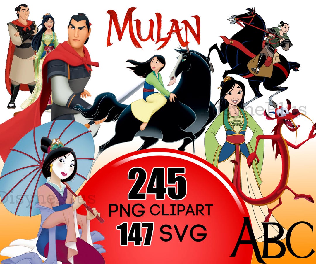 Mulan SVG PNG Clipart, Mulan Alphabet, Mulan Clipart Bundle for Iron ...