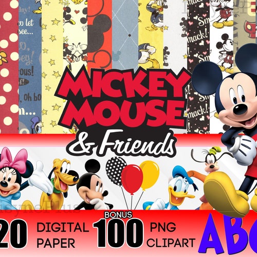 Mickey Mouse Digital Paper Scrapbook Papers Mickey - Etsy
