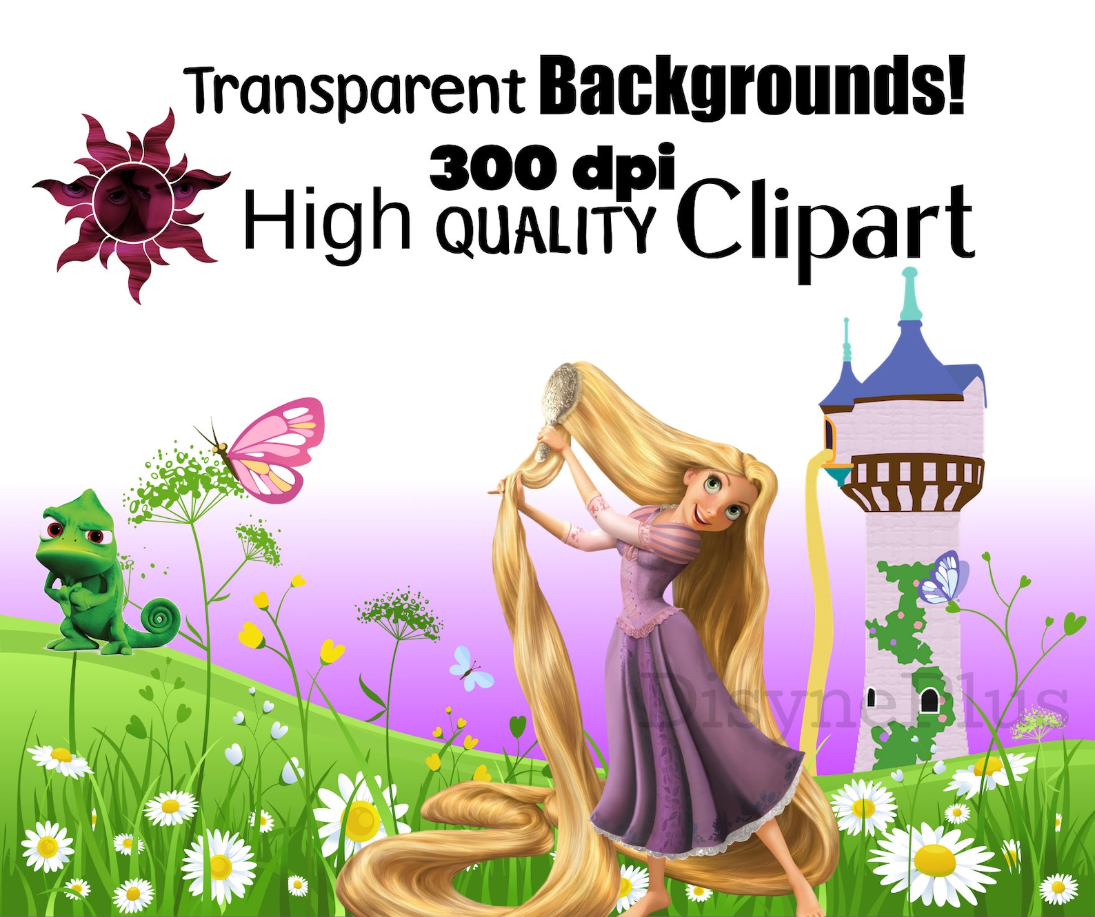Tangled Clipart PNG, Tangled SVG, Rapunzel Instant Download, Layered ...