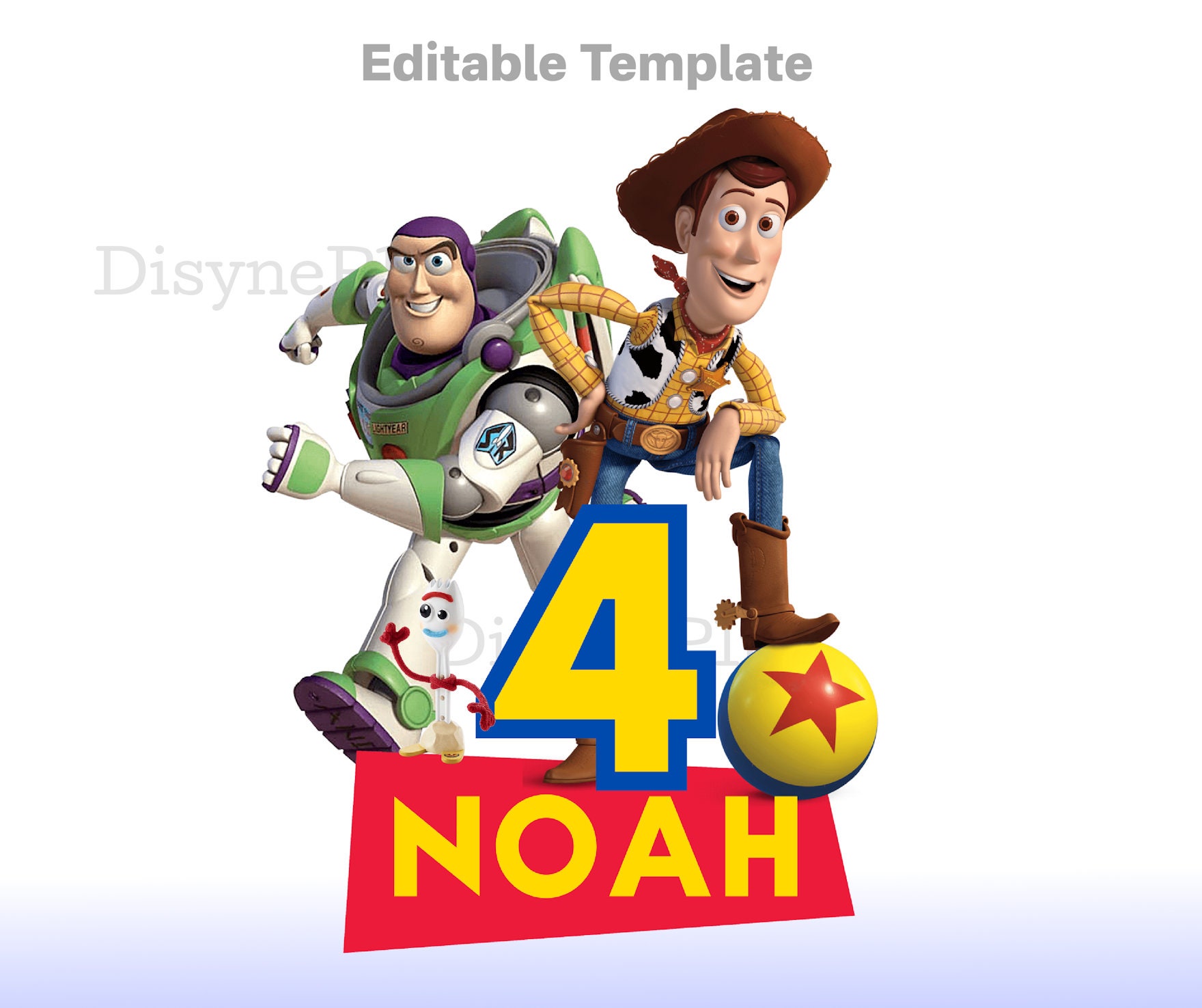 EDITABLE Toy Story PNG, Plantilla de cumpleaños de Toy Story, Toy Story ...
