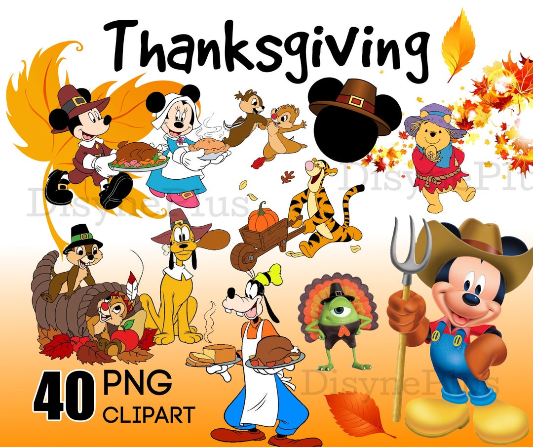 Mickey Thanksgiving Clipart, Kids Thanksgiving PNG, Minnie Autumn Fall ...