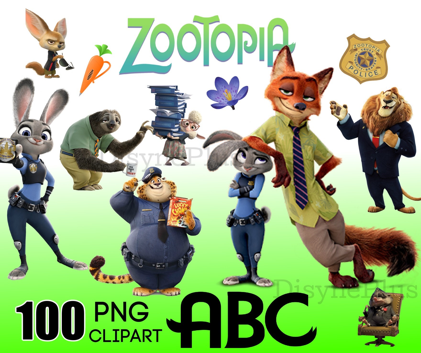 Zootopia Clipart Digital Download, 100 PNG Transparent Background ...