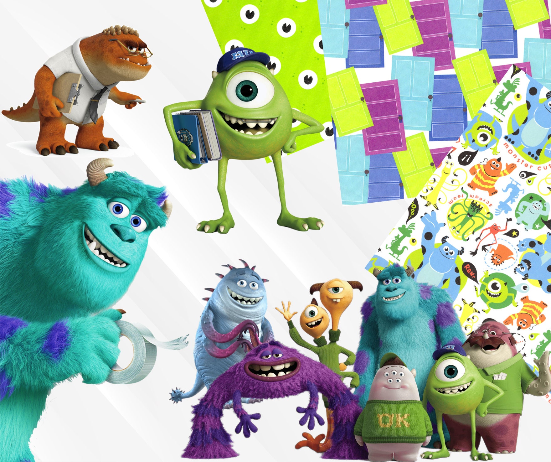 Monsters Inc Digital Paper, Monsters SVG PNG Clipart Mike Sully ...
