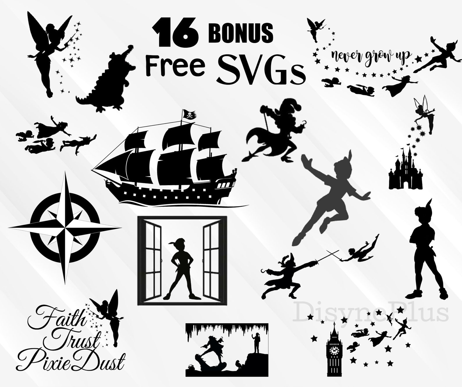 Peter Pan PNG Clipart, Neverland SVG, Captain Hook Instant Digital ...