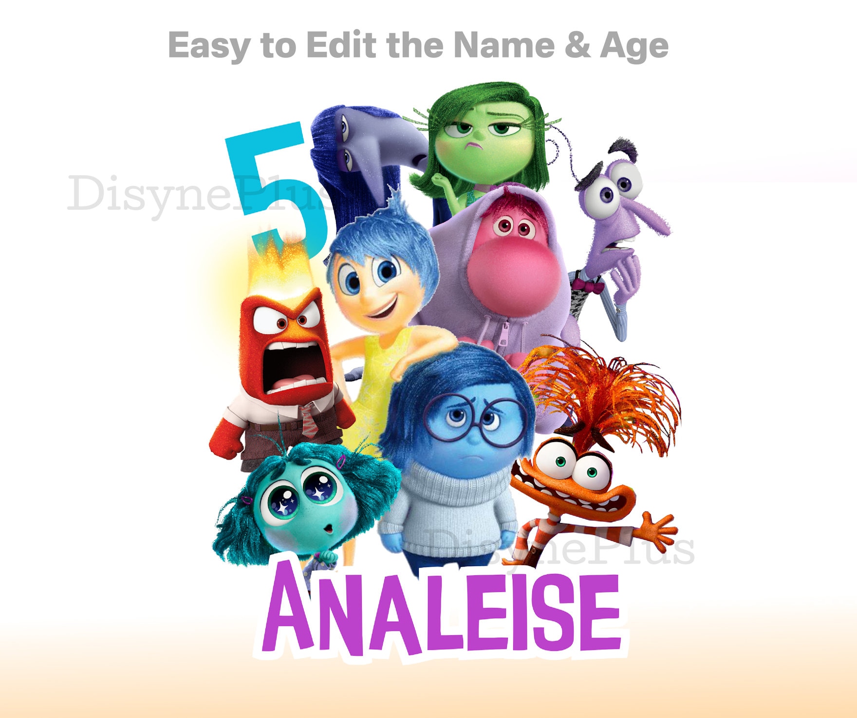 EDITABLE Inside Out 2 PNG, Inside Out 2 Plantilla de cumpleañera ...