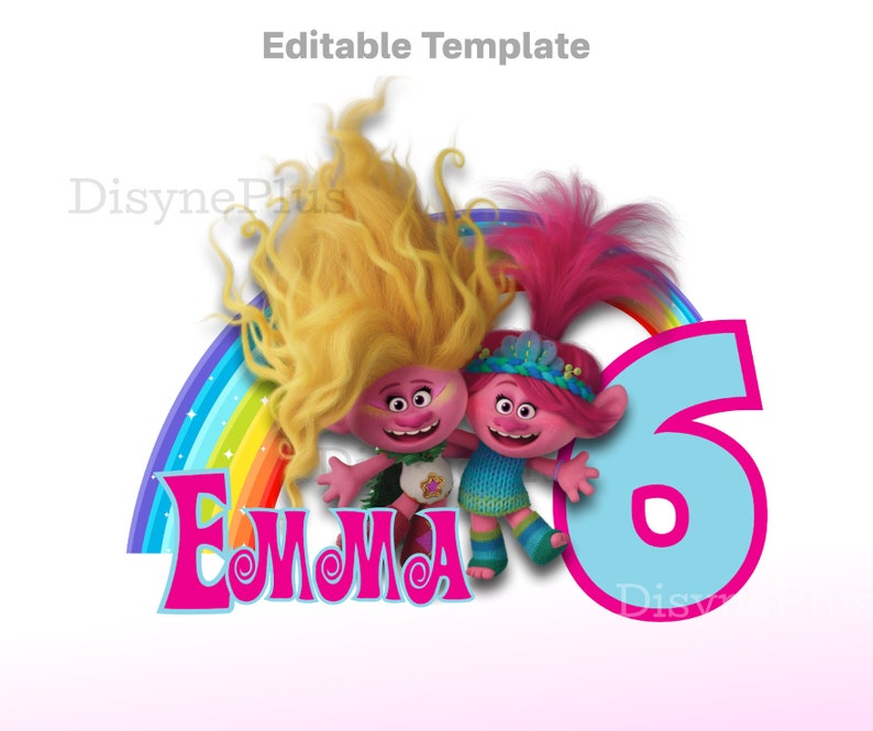 EDITABLE Trolls PNG, Poppy Trolls Birthday Template, Viva Poppy Clipart ...