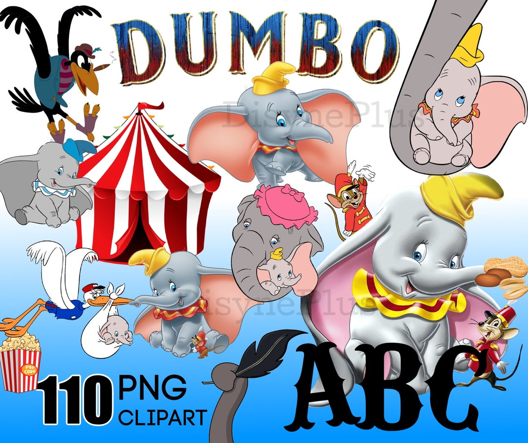 Dumbo Clipart Digital Download, PNG Baby Dumbo Shirts Birthday ...