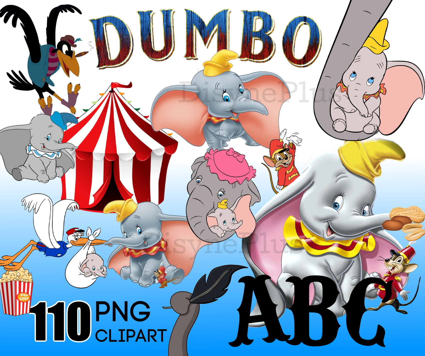 Dumbo Clipart Digital Download PNG Baby Dumbo Shirts Birthday - Etsy