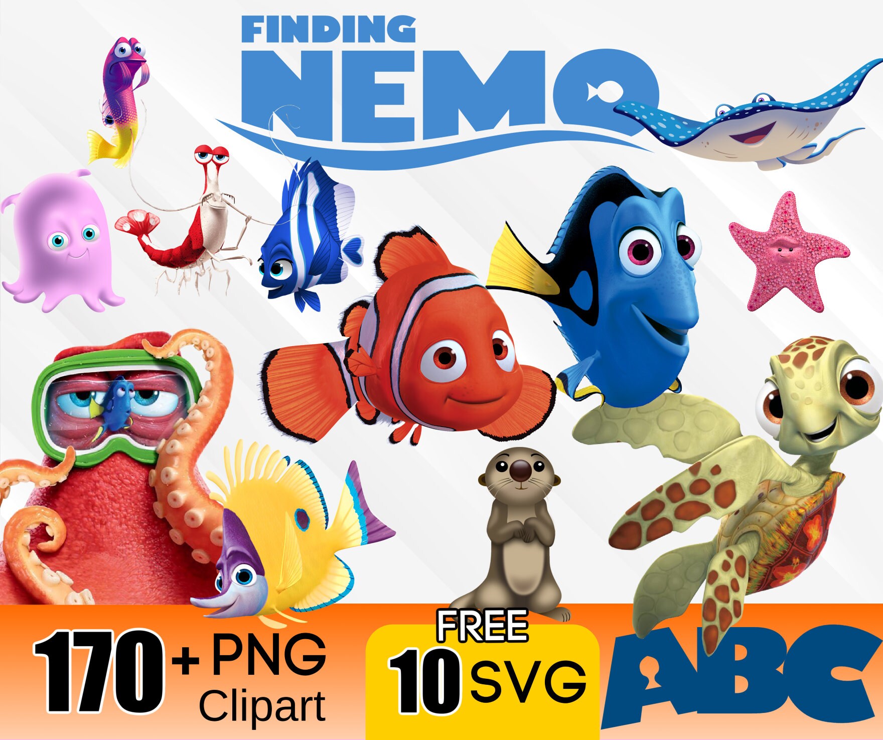 Nemo Dory Clipart SVG Digital Download 170 PNG 10 Free SVG | Etsy