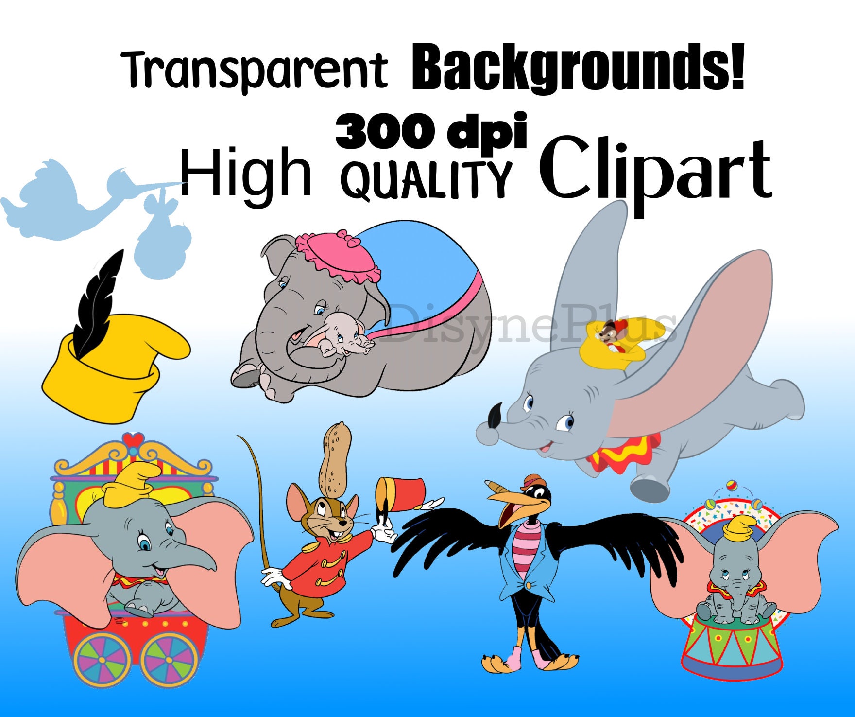 Dumbo Clipart Digital Download PNG Baby Dumbo Shirts Birthday - Etsy