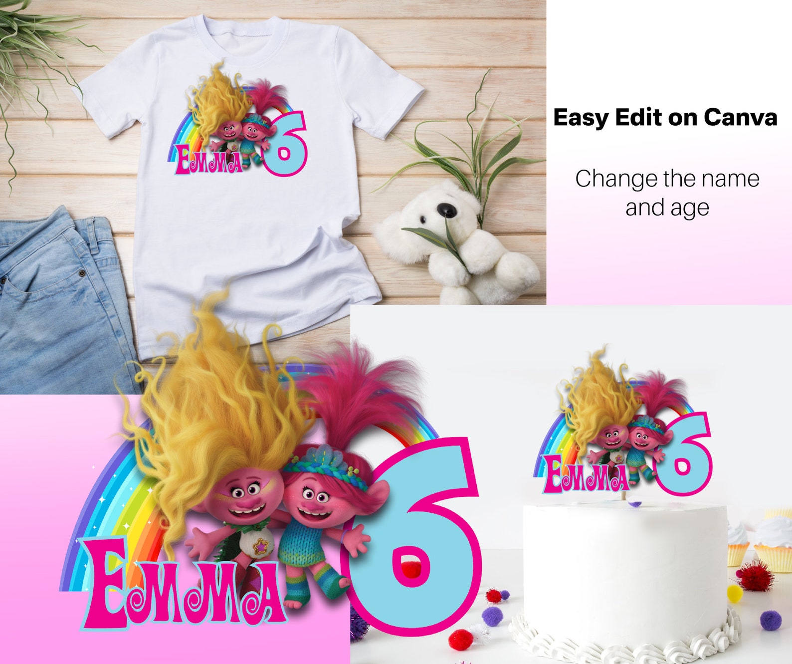 EDITABLE Trolls PNG, Poppy Trolls Birthday Template, Viva Poppy Clipart ...