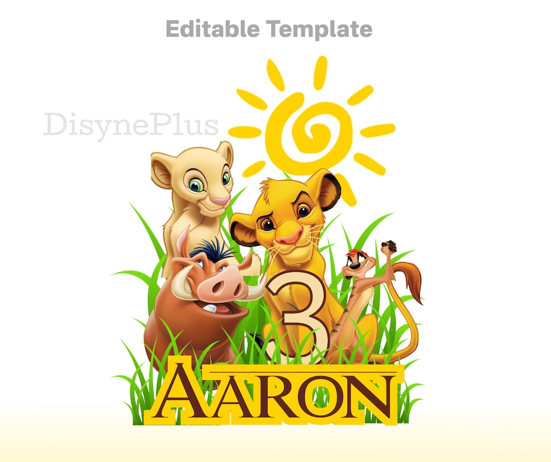 EDITABLE Lion King PNG, Lion King Birthday Template, Simba Nala Clipart ...