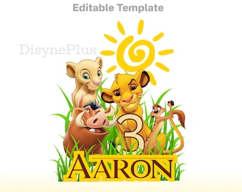 EDITABLE Lion King PNG, Lion King Birthday Template, Simba Nala Clipart ...