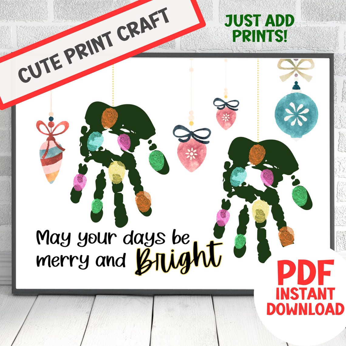 Christmas Handprint Art, Christmas Ornament Handprint Art, Holiday ...