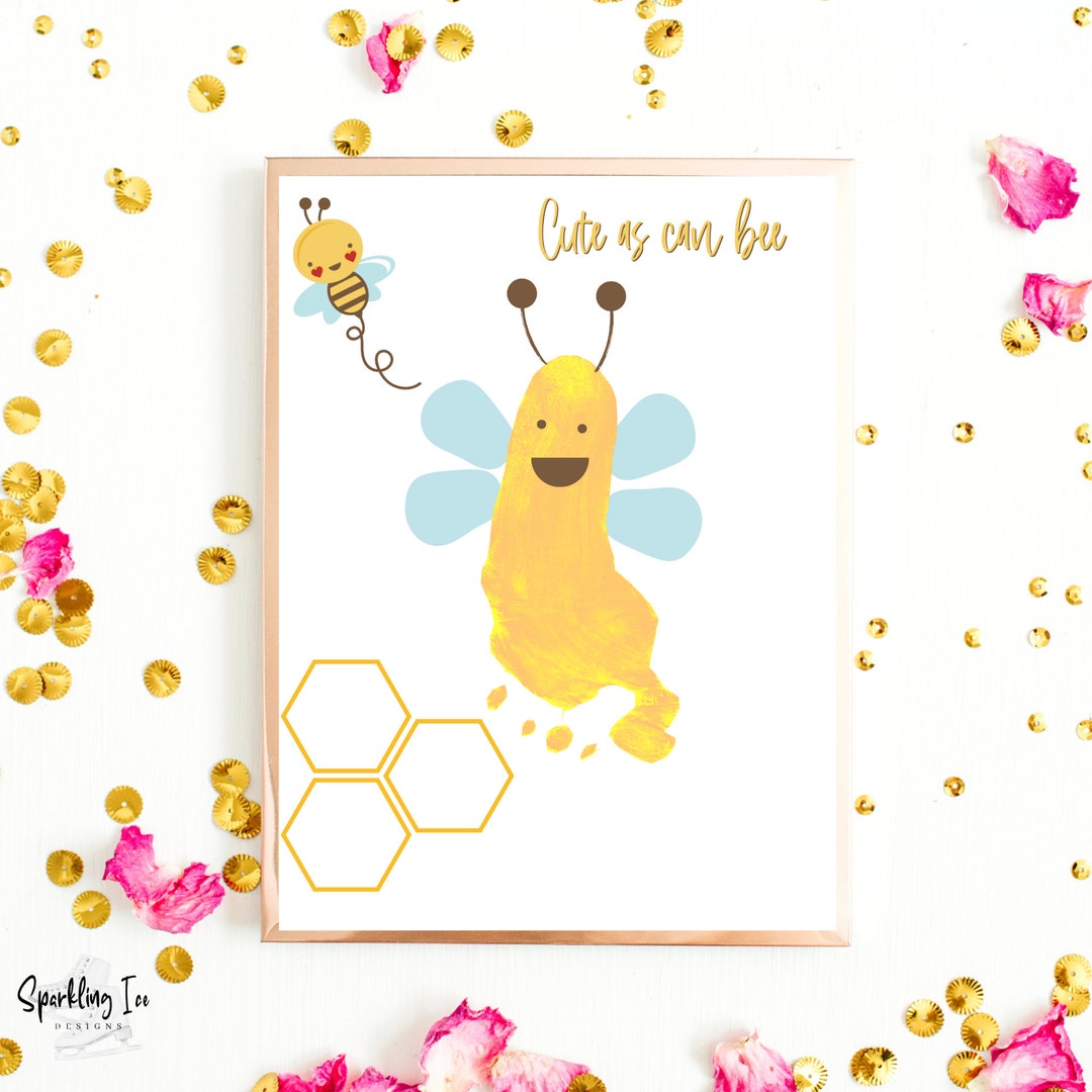 Bee Footprint Art, Bee Footprint Craft, Footprint Printable, Baby ...