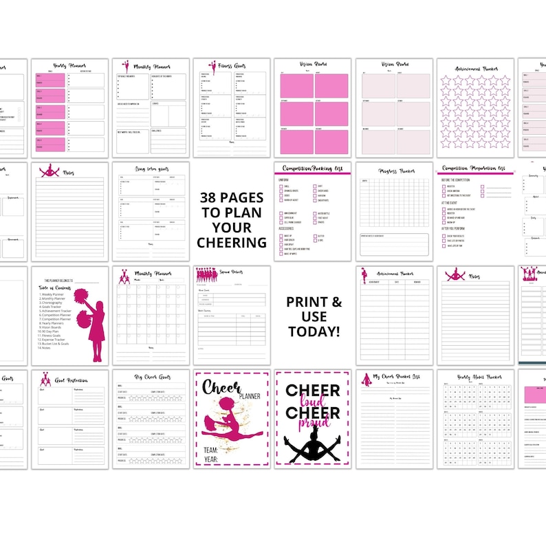 Cheer Journal | Cheerleader Planner | Digital Download | Printable ...