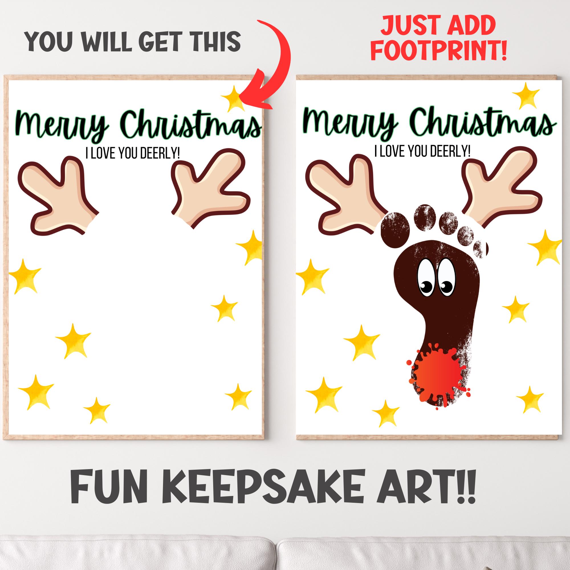 Reindeer Footprint Art, Christmas Footprint Art, Holiday Footprint ...