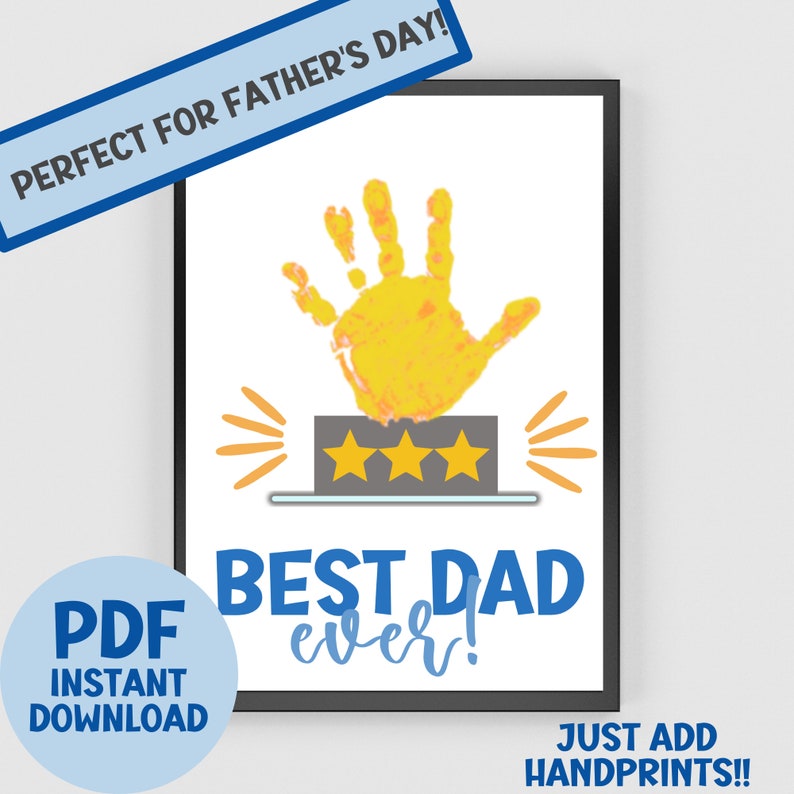 Best Dad Ever Handprint Art, Father's Day Handprint, Father's Day ...