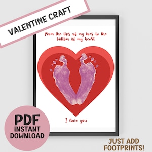 Heart Footprint Art, Heart Footprint Craft, Footprint Printable ...
