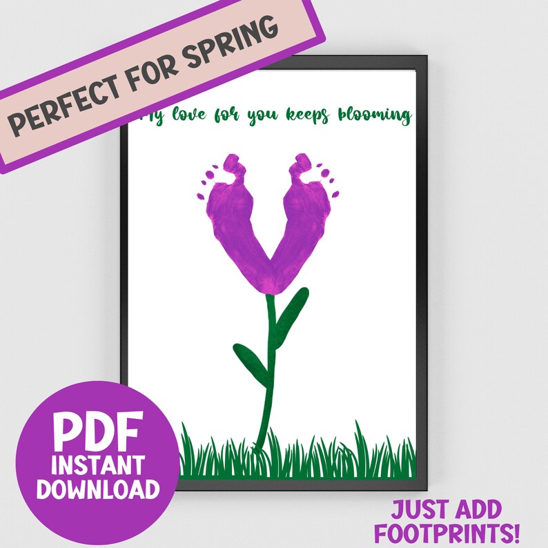 Flower Footprint Art Spring Footprint Craft Footprint - Etsy
