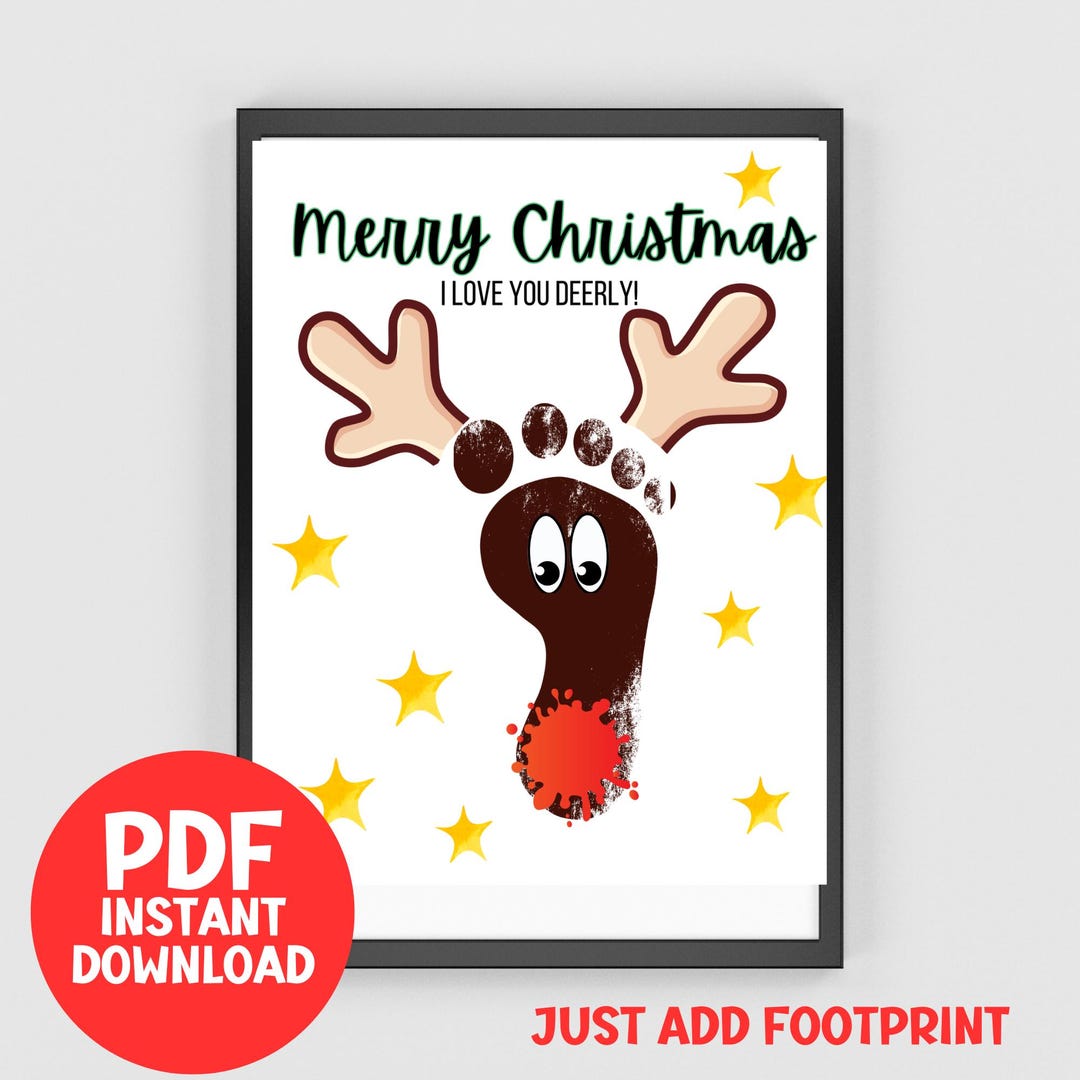 Reindeer Footprint Art, Christmas Footprint Art, Holiday Footprint ...