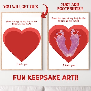 Heart Footprint Art, Heart Footprint Craft, Footprint Printable ...