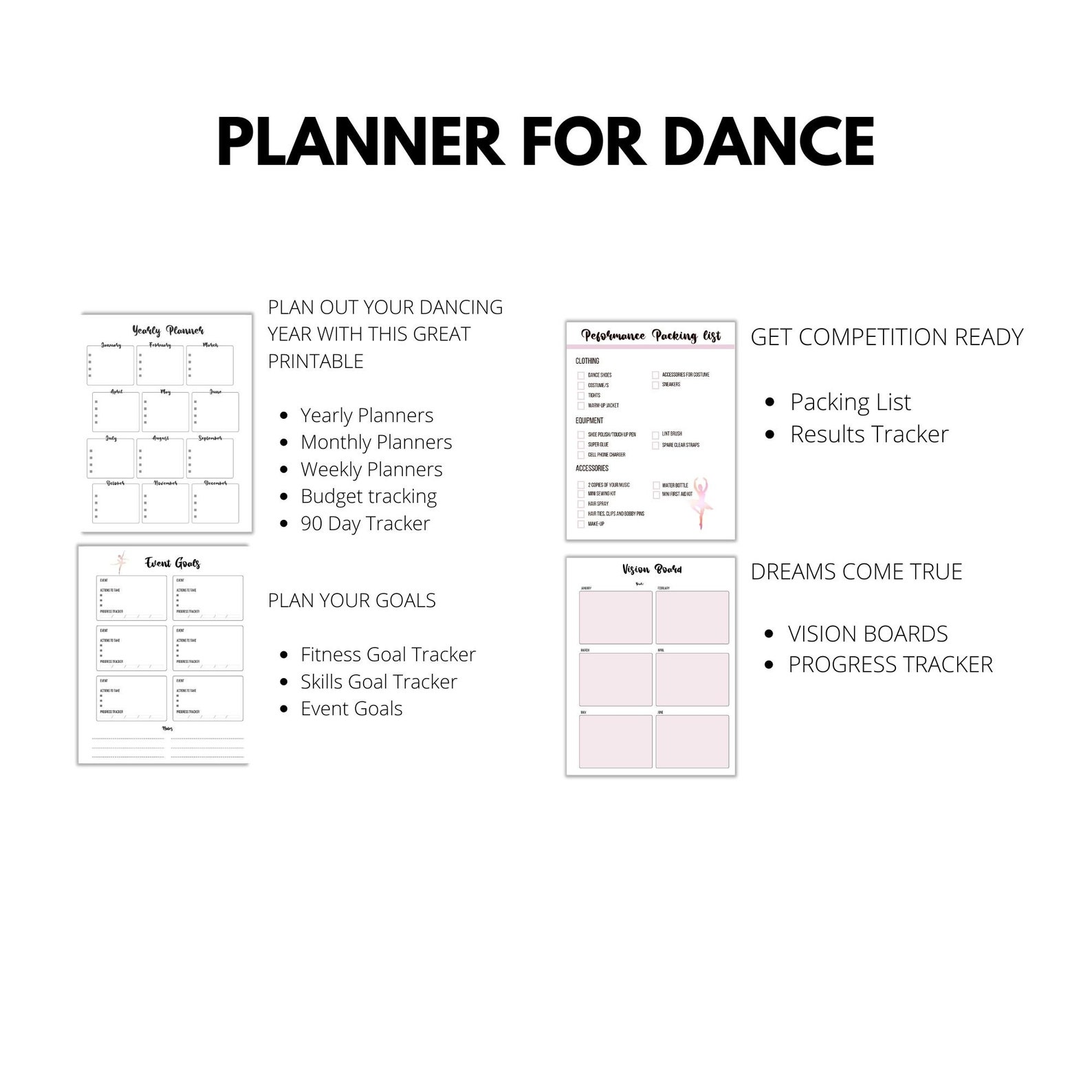 Dancing Journal | Dance Planner | Digital Download | Printable Planner ...