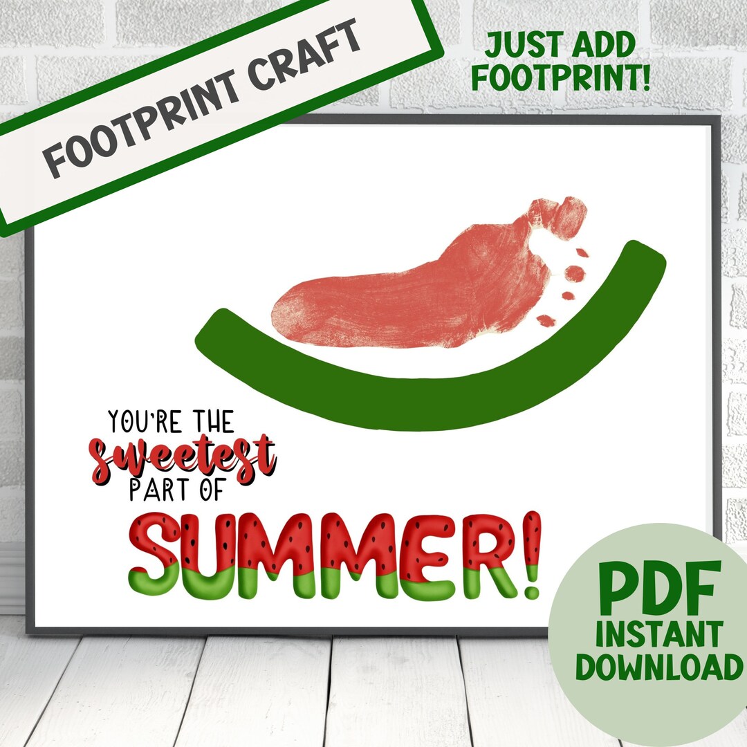 Watermelon Footprint Art, Summer Footprint Craft, Footprint Printable ...