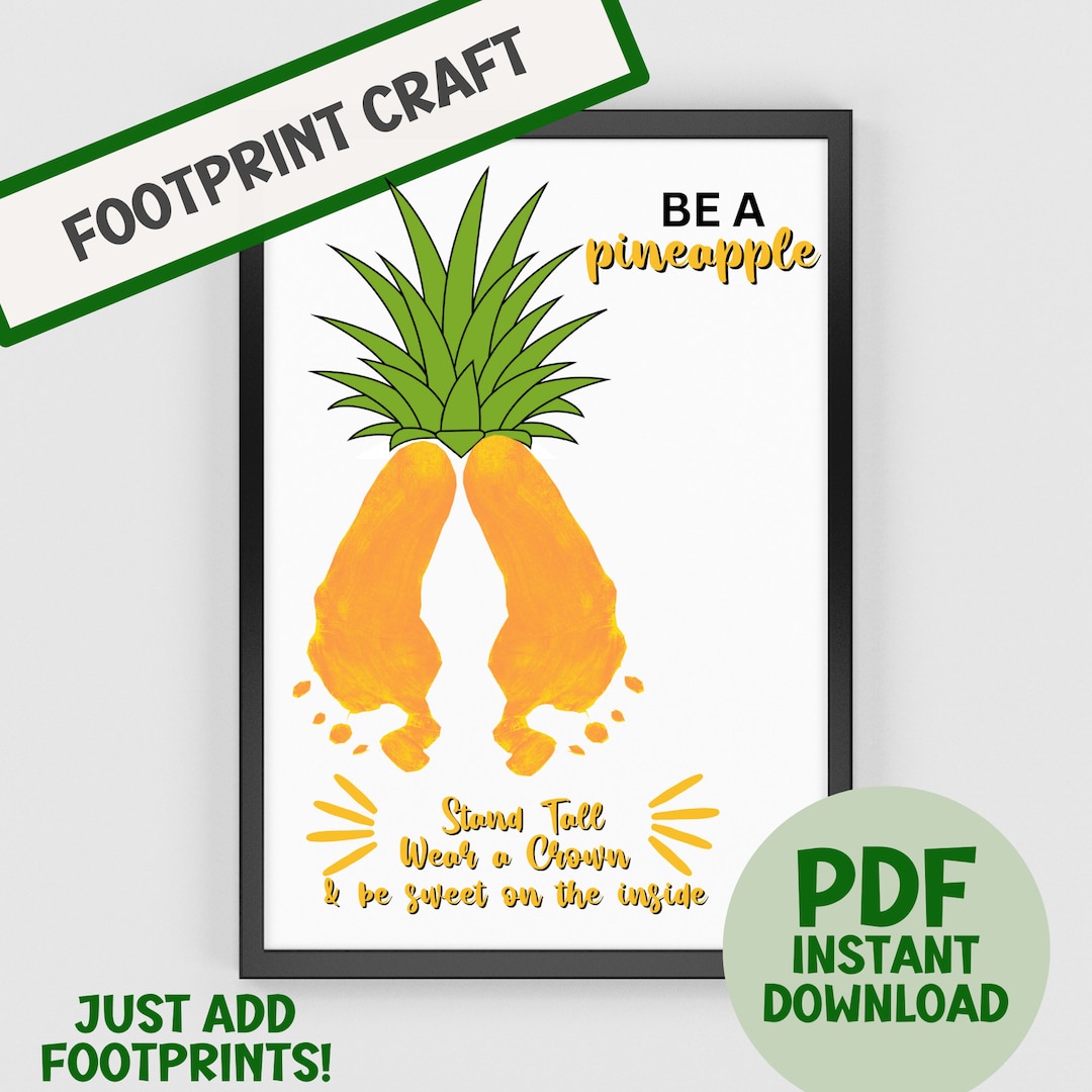 Pineapple Footprint Art, Sweet Footprint Craft, Footprint Printable ...