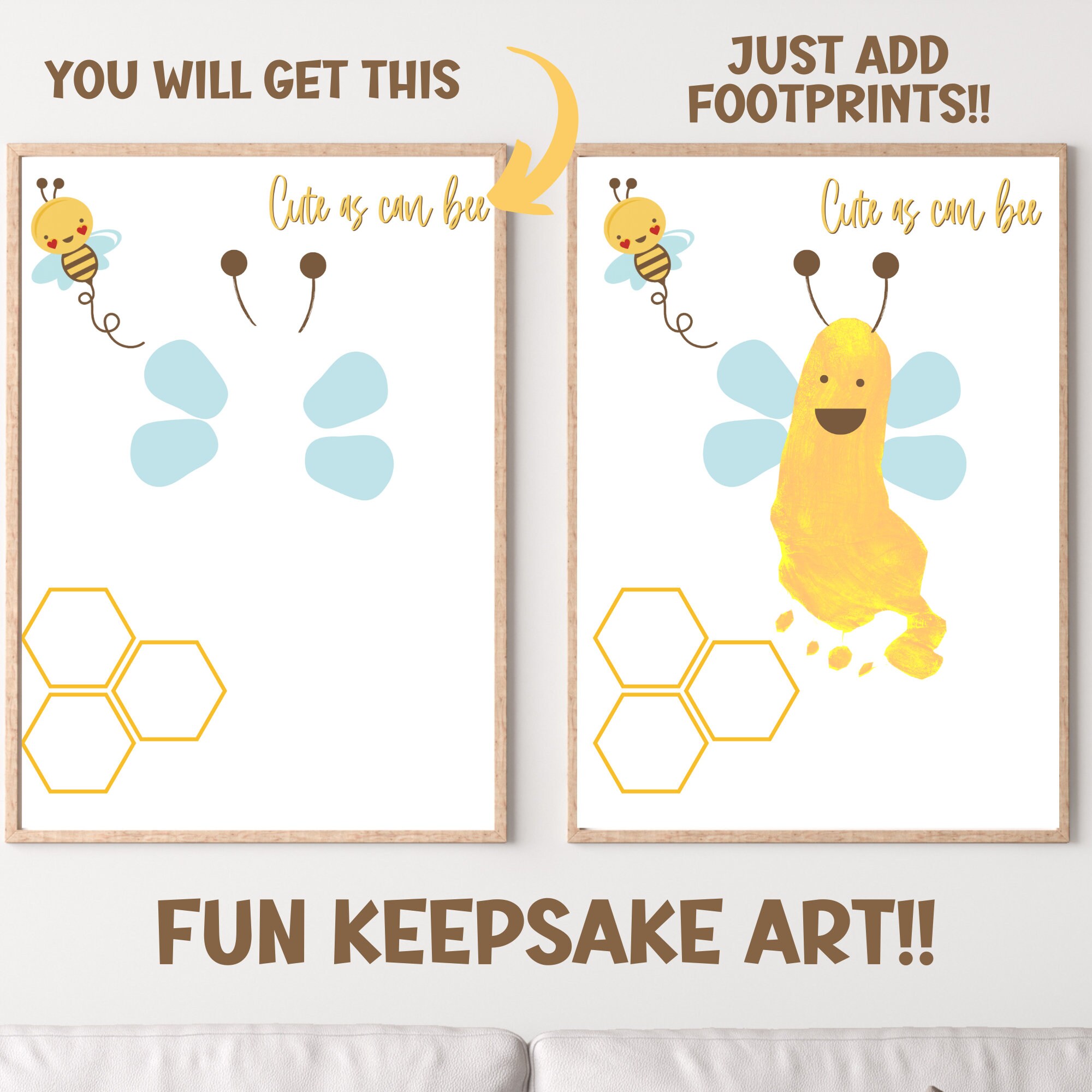 Bee Footprint Art Bee Footprint Craft Footprint Printable - Etsy