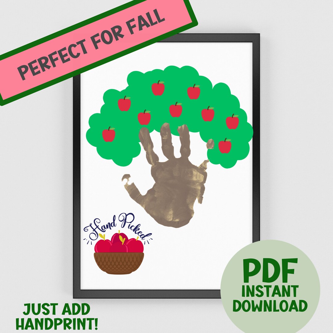 Apple Picking Handprint Art, Fall Handprint Craft, Fall Handprint ...