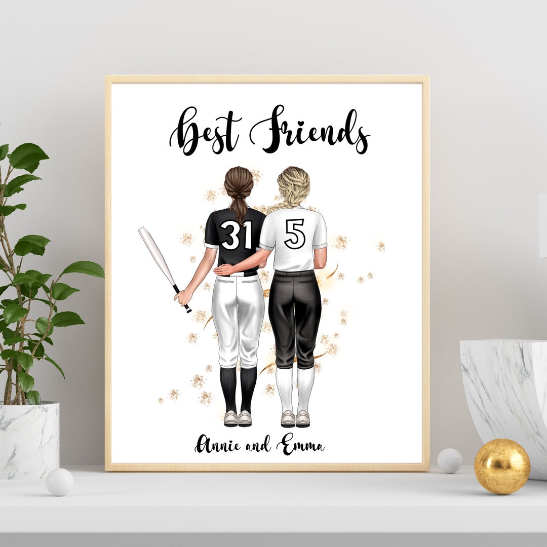 Personalized Softball Poster, Best Friends Softball Gift, Personalized ...