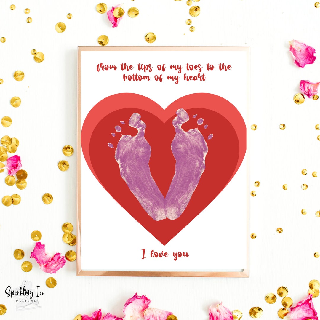 Heart Footprint Art, Heart Footprint Craft, Footprint Printable ...