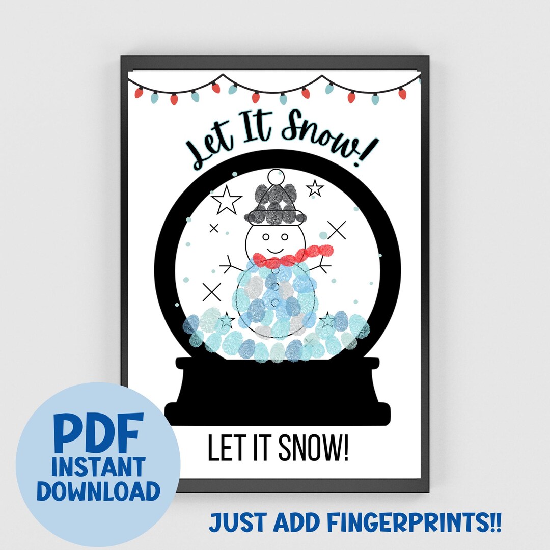 Christmas Finger Print Art, Snow Globe Finger Print Craft, Holiday ...